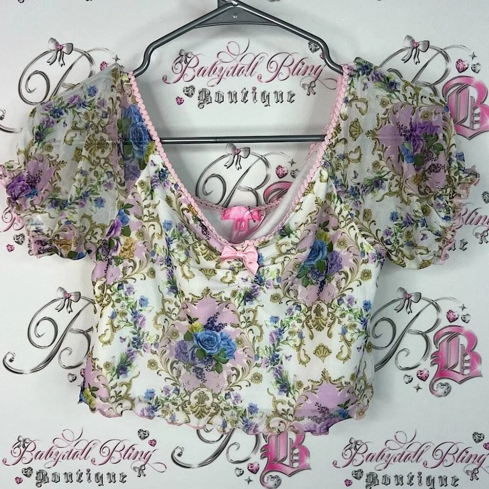 Dolls Kill | Tops | Sugar Thrillz Dolls Kill Cropped Top Bows Roses ...
